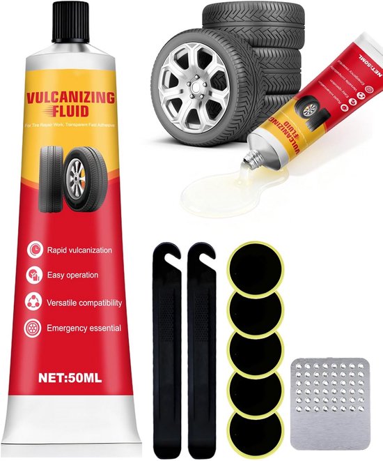 Vulcaniseervloeistof Bandenplakset - Extra Sterk voor Fiets, Auto ...