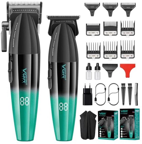 Professionele Haarkapper en Trimmer Set voor Mannen - Draadloze Knipset ...
