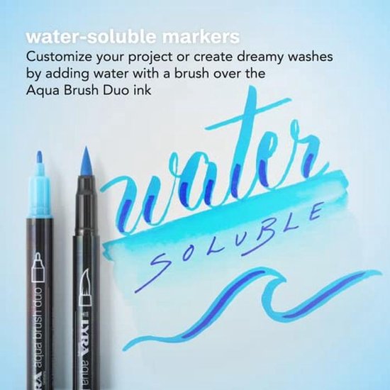 Set van 6 Aqua Brush Duo Stiften - Pastelkleurige Aquarel Stiften voor ...