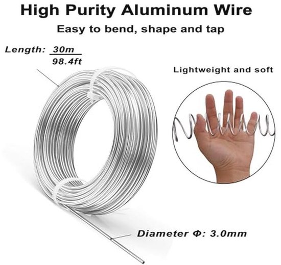 Aluminium Draad 3 mm x 30 m - Knutseldraad voor Sieraden en ...
