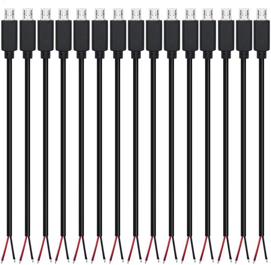 Micro-USB Pigtail Kabel 15 Stuks - 22 AWG 3A Verlengkabel met Open ...
