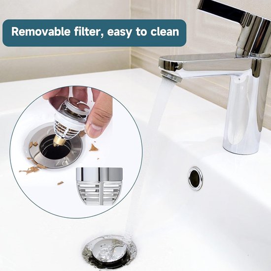 Universele Metalen Afvoerstop voor Wastafel en Badkamer - Drukmodel met ...