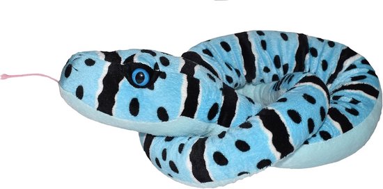Gigantische Pluche Slang Knuffeldier Blauw - Realistische Rammelslang ...