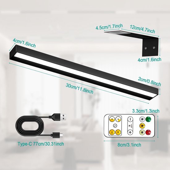 Éclairage de Tableau LED Rechargeable Sans Fil avec Télécommande - Spot ...