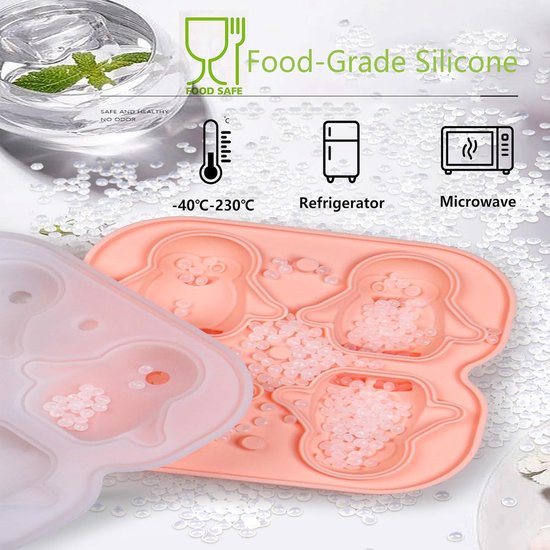 Silicone Ice Cube Mould - Penguin Shape Small Ice Mold with Lid - Ice ...