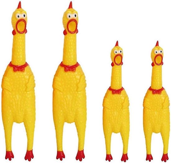 4-Pack Screaming Chicken Toys - Gele rubberen kippen - Piepende ...