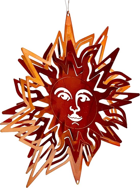 3D Hangende Windspinner voor Binnen en Buiten - Mandala Zon - Koper ...