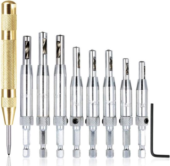 Centreerboor Set met Automatische Meetpen - 8 Delige Schroefboor | Voor ...