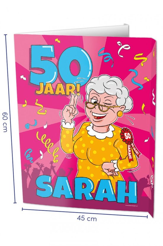 Raambord Sarah 50 jaar cartoon 60 x 45 cm | bol
