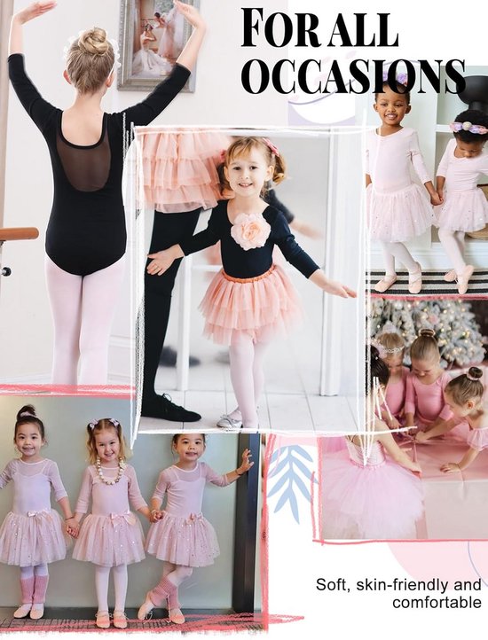 Ballet Leotard voor Meisjes Katoen Danspak Gymnastiek Bodysuit met Mesh ...