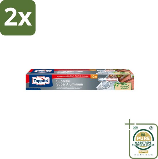 Toppits – Aluminiumfolie – Super Sterk – 10 m - Voordeelverpakking - 2 ...