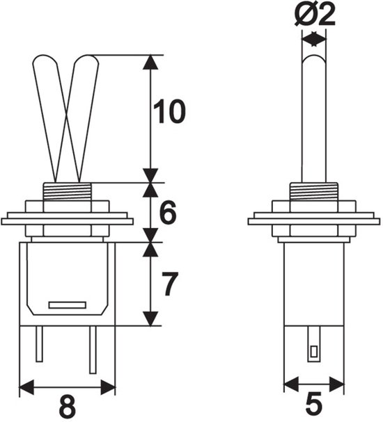 5x Tuimelschakelaar ON-OFF – Mini Toggle Switch 1 Circuit – Soldeerbare ...