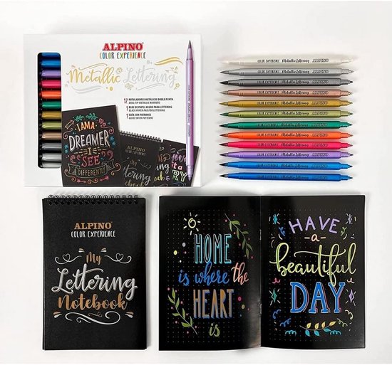 Viltstiften voor Lettering en Bullet Journal - 12 Kleuren Metallic ...