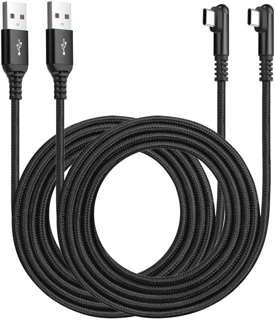 USB Type C Oplaadkabel 3A - 2-Pack 5ft met 90 graden hoek voor snel ...