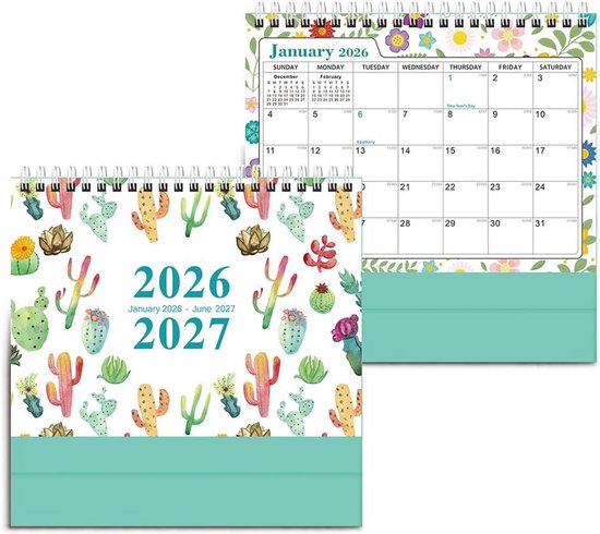 Minimalistische Maandkalender 2026-2027 - Bureaukalender met Feestdagen ...
