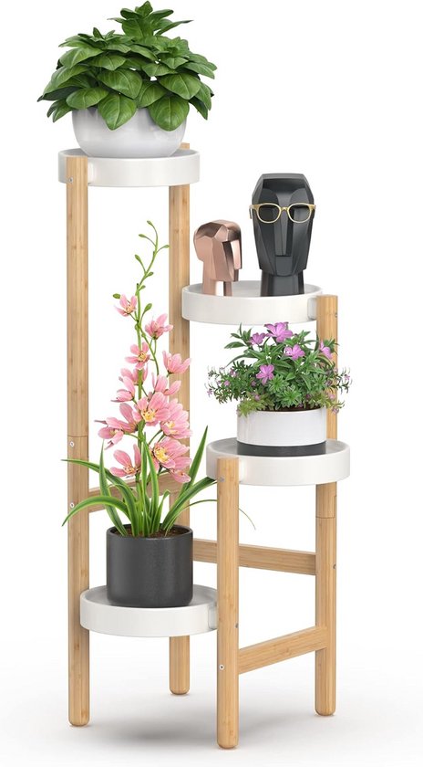 Hoek Plantenstandaard Bamboe 4 Gelaagd - Hoge Binnenplanten Pottenrek ...