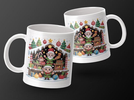 Mok Kerst Elf Werkplaats, Feestdagen Beker, Kerstman Koffiemok, Cadeau ...
