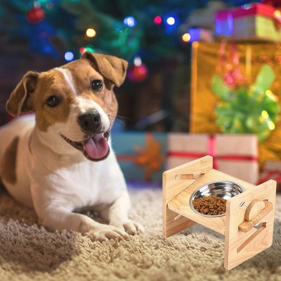 Verhoogde Voederbak voor Honden - 4 Hoogtes Instelbaar - 15° Helling ...