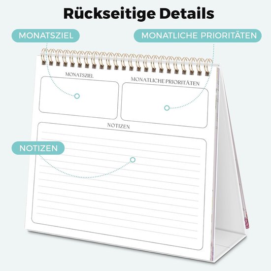 Bureaukalender 2026 - Maandkalender met Afscheurbare Lijst en Ruim ...