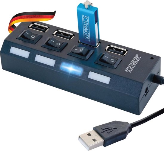 4-voudige USB-hub voor uitbreiding van USB-aansluitingen | Compatibel ...