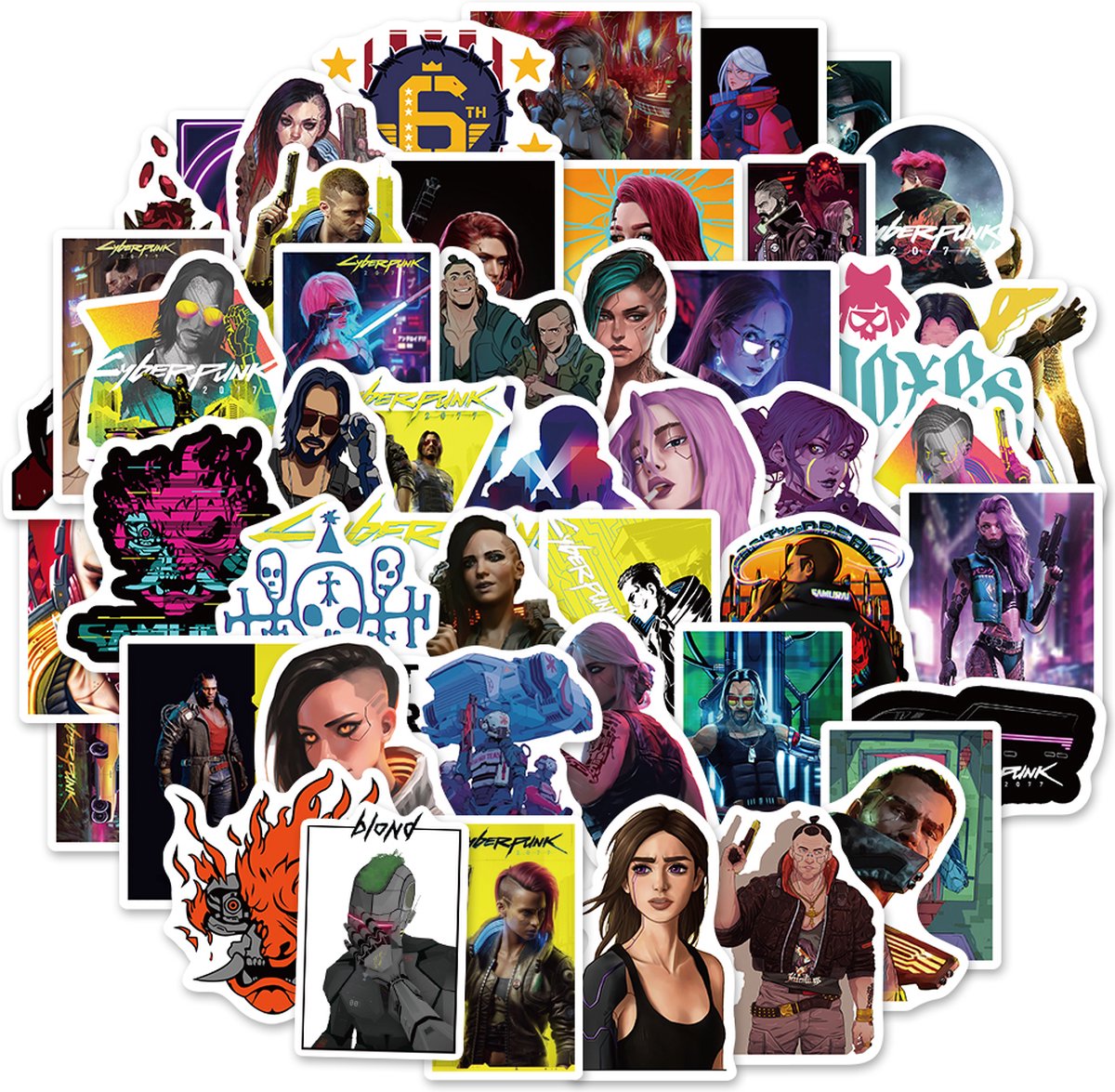 Cyberpunk 2077 Stickers - set 50 stuks - Laptop Stickers ...