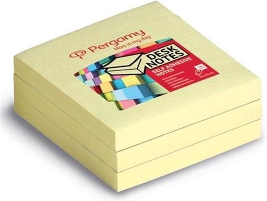 Pergamy sticky notes 100 vel 7,6x7,6cm geel pak a 12 stuks | bol