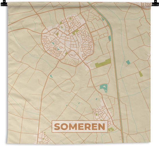 Wandkleed - Wanddoek - Plattegrond - Someren - Vintage - Kaart ...