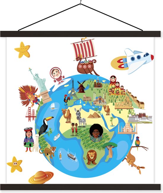 Posterhanger incl. Poster 60x60 cm - Schoolplaat - Een illustratie van ...