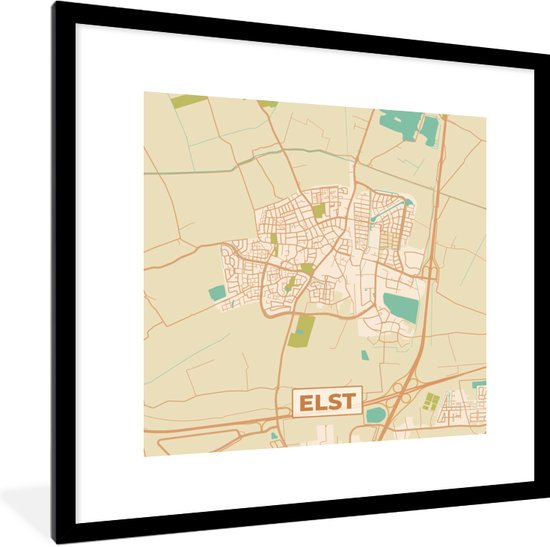 Fotolijst incl. Poster - Elst - Plattegrond - Kaart - Stadskaart ...