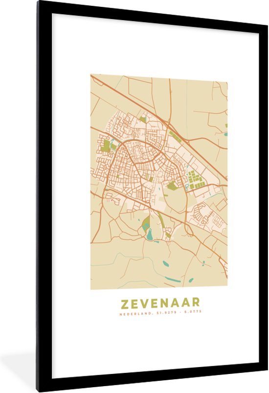 Fotolijst incl. Poster - Zevenaar - Stadskaart - Plattegrond - Kaart ...