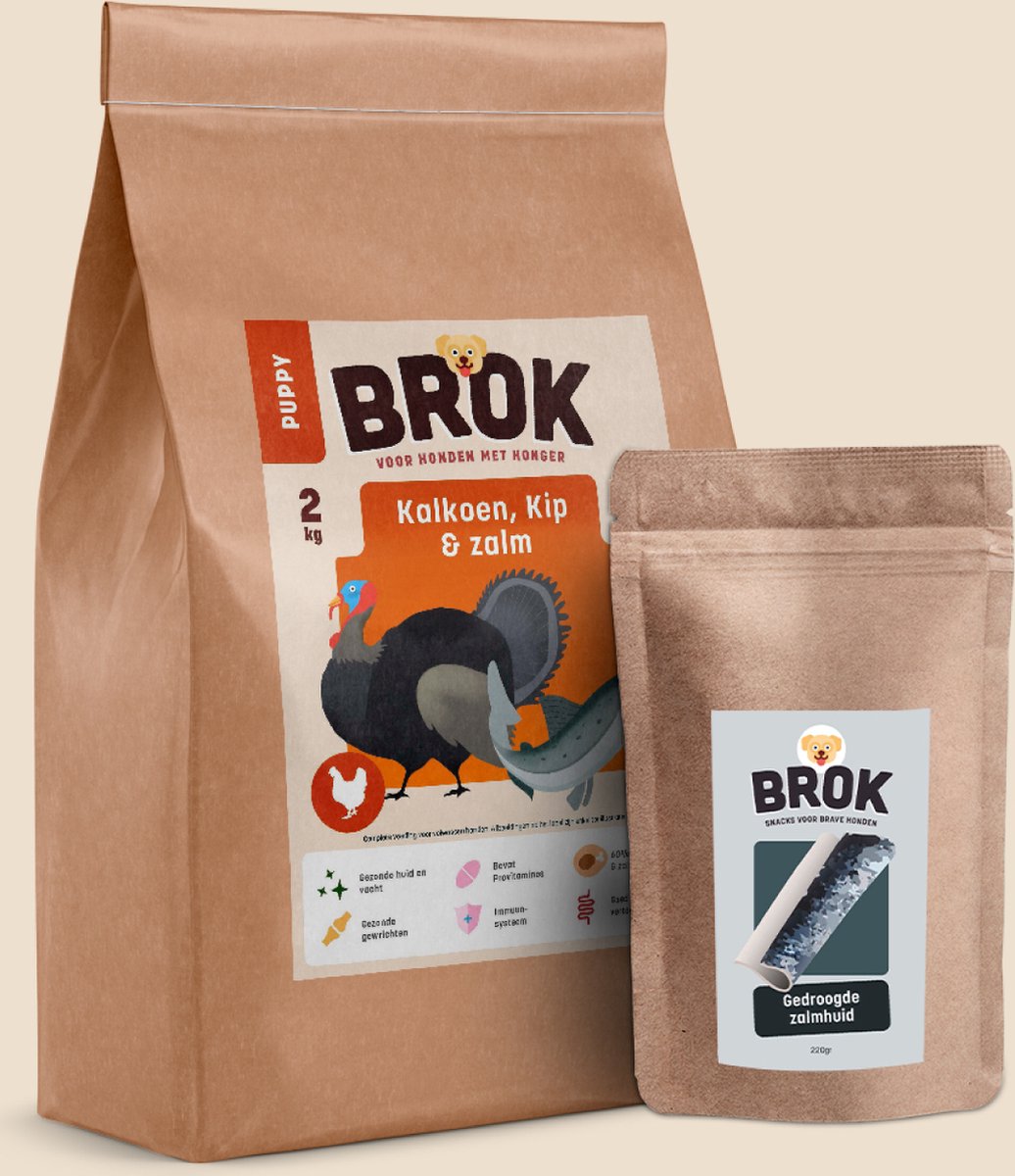 BROK - puppy Proefpakket - Kip, Kalkoen & Zalm - 2kg | bol.com