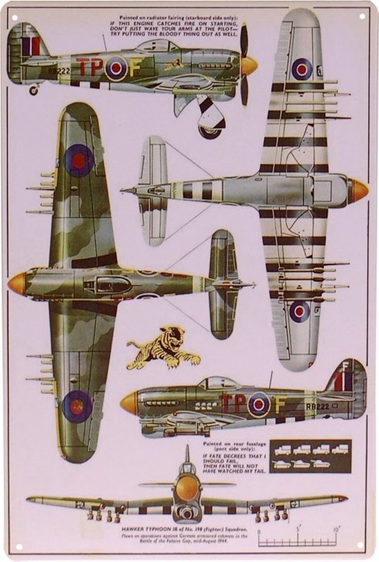 Metalen Plaatje Hawker Tyfoon 20x30 | bol