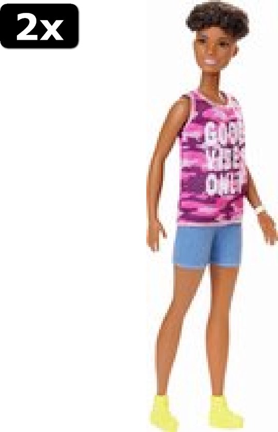 2x Barbie Fashionistas pop in camouflage-tanktop - Barbiepop | bol.com