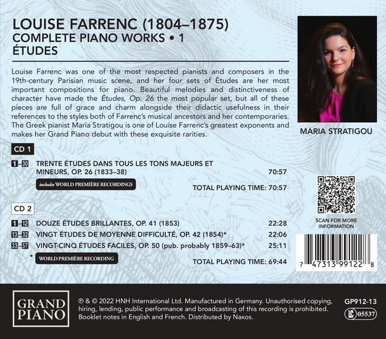 Maria Stratigou - Farrenc: Complete Piano Works, Vol. 1 (2 CD), Maria ...