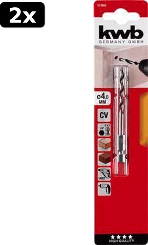 2x KWB Houtboor 1-4, 6-Kant, 4 mm | bol.com