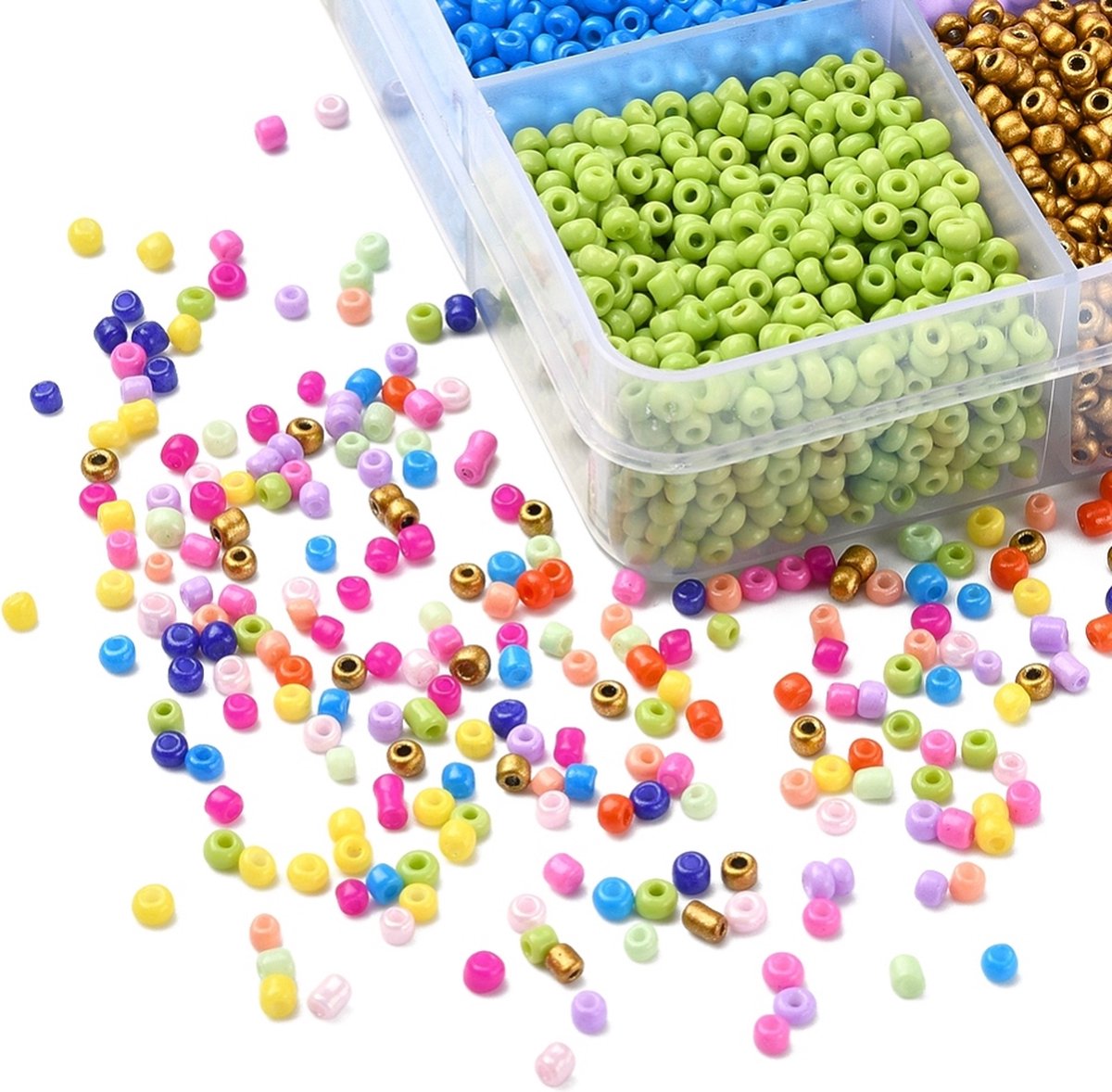 Rocailles kralen, glaskralen 2mm, vrolijke kralen, zomerse kralen ...