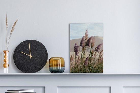 Canvas Schilderij Pampasgras - Zand - Planten - Duin - 20x30 cm - Wanddecoratie | bol.com