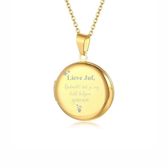 Fotohanger Met Ketting En Gravering - Rond - Liefe Juf | bol.com