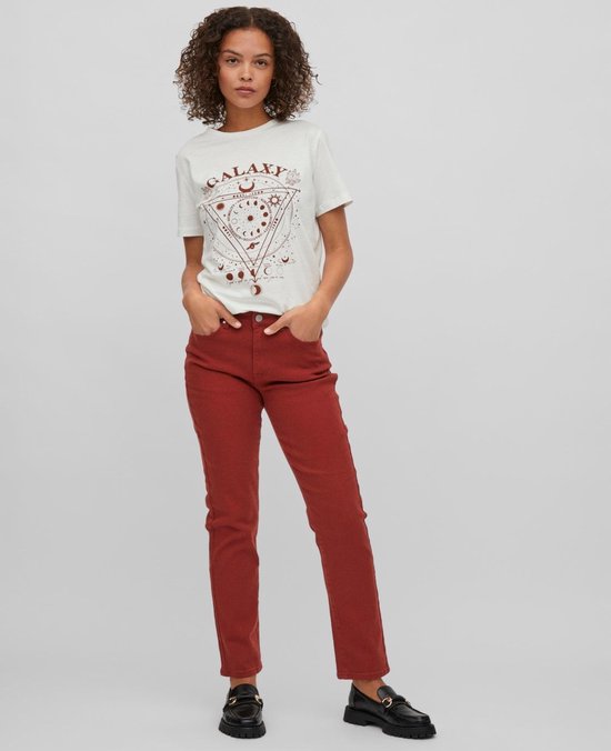 Vila VISTRAY RW JEANS COLOR - L32 - Fired Bri Red | bol.com