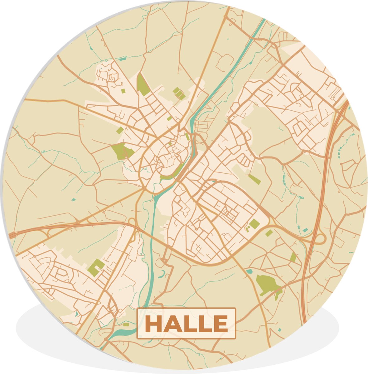 Wall Circle - Wall Circle Indoor - Map - City Map - Halle - Vintage ...
