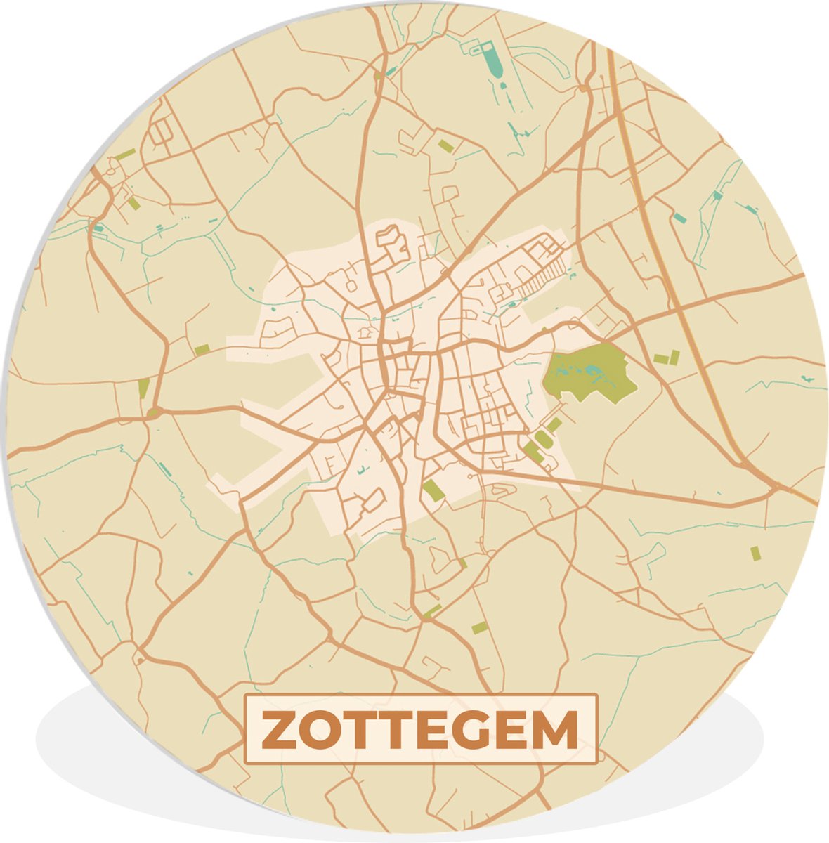 Wall Circle - Wall Circle Indoor - Map - Retro - Map - Zottegem - City ...