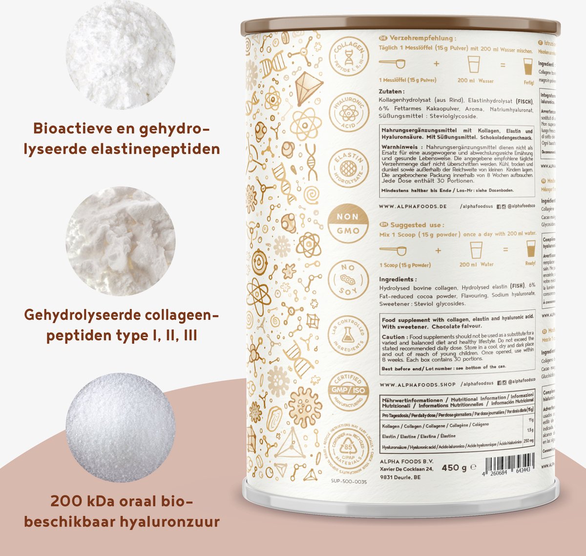 Collageen met Hyaluronzuur & Elastine - Collagen hydrolysaat peptide type I, II en III... | bol.com