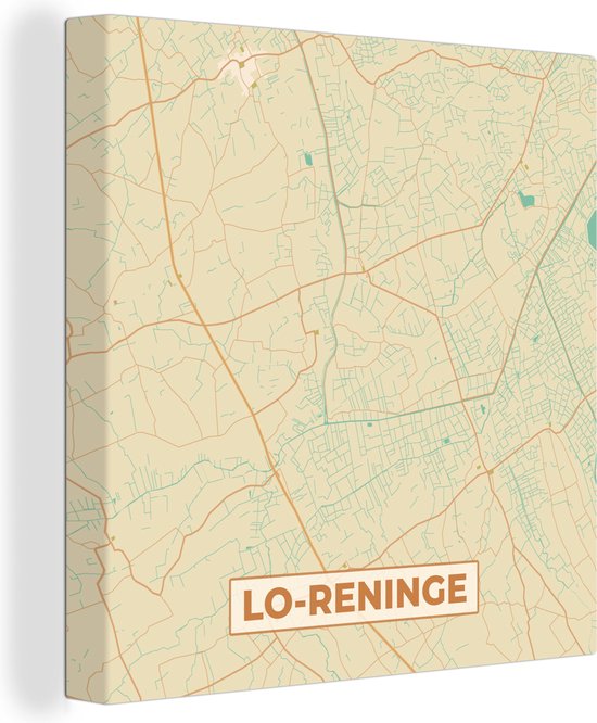 Canvas Schilderij Stadskaart - Plattegrond - Kaart - Vintage - Lo ...