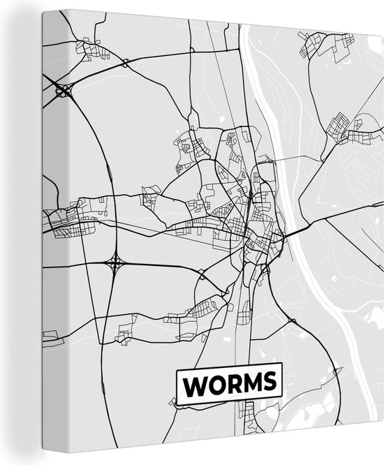 Canvas Schilderij Plattegrond - Worms - Kaart - Stadskaart - Duitsland ...