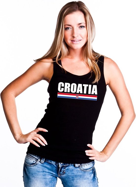 Zwart Croatia supporter mouwloos shirt dames - Kroatie singlet shirt ...