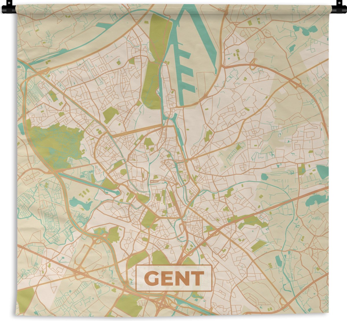 Wandkleed - Wanddoek - Kaart - Gent - Vintage - Plattegrond ...