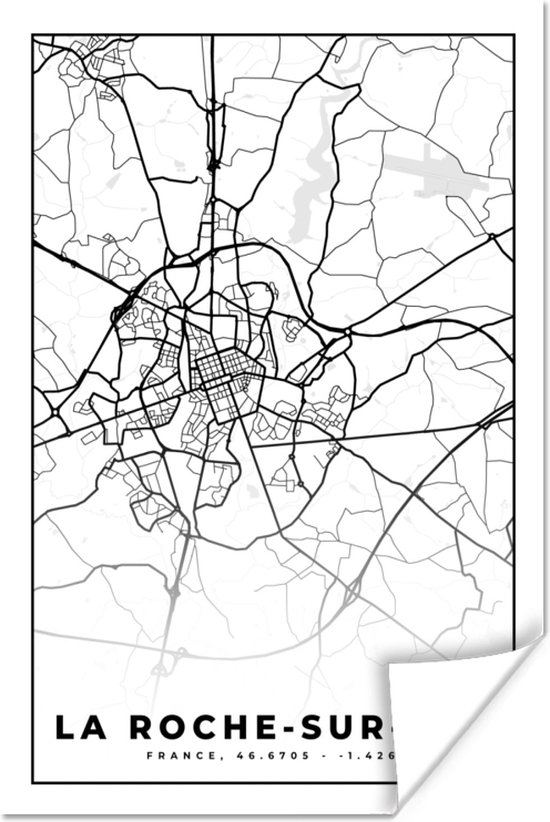Poster Stadskaart - Plattegrond - La Roche-sur-Yon - Kaart - Frankrijk ...
