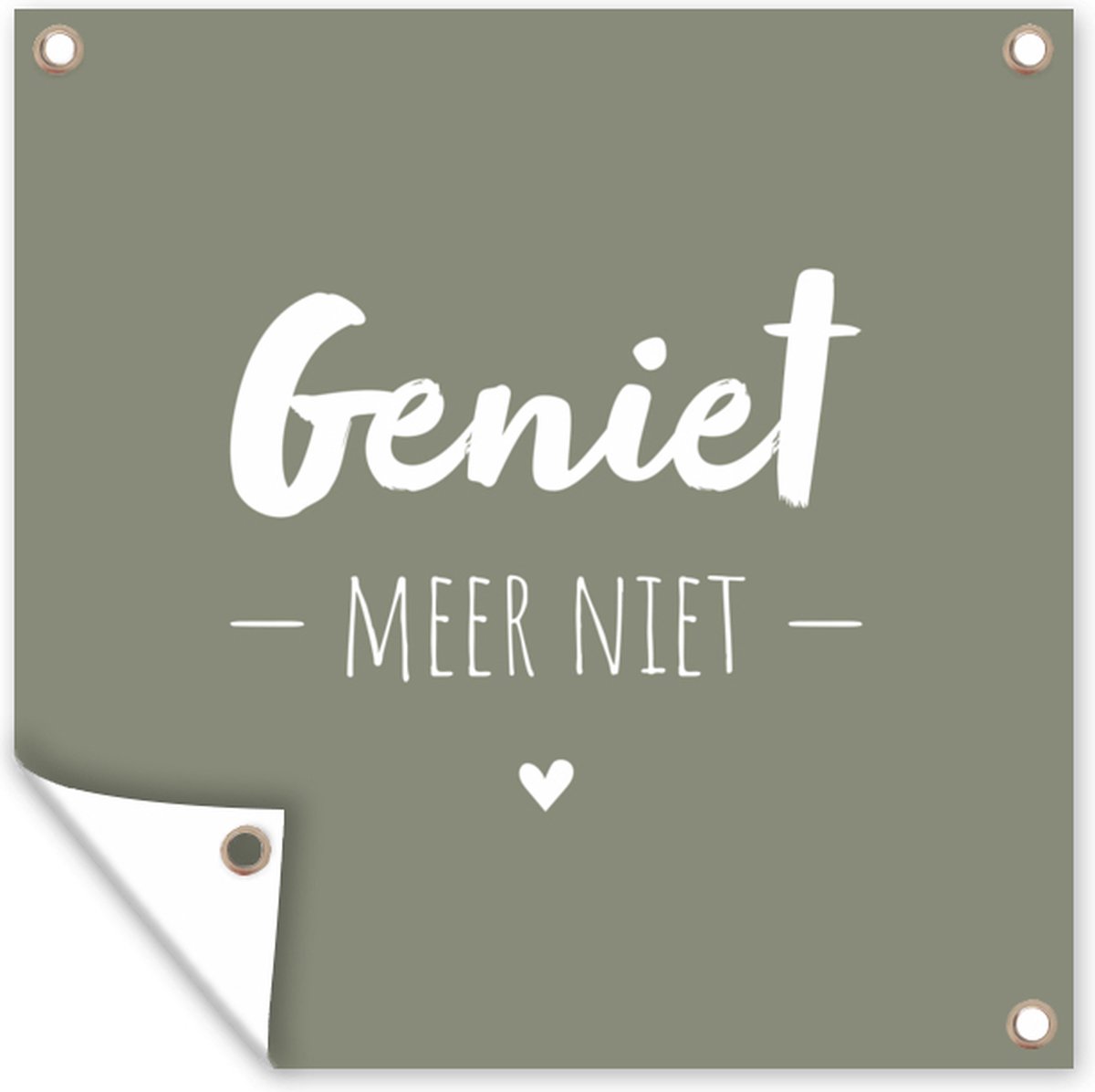 Schuttingdoek - Quote - Tekst - Olijfgroen - Geniet - Zomer ...