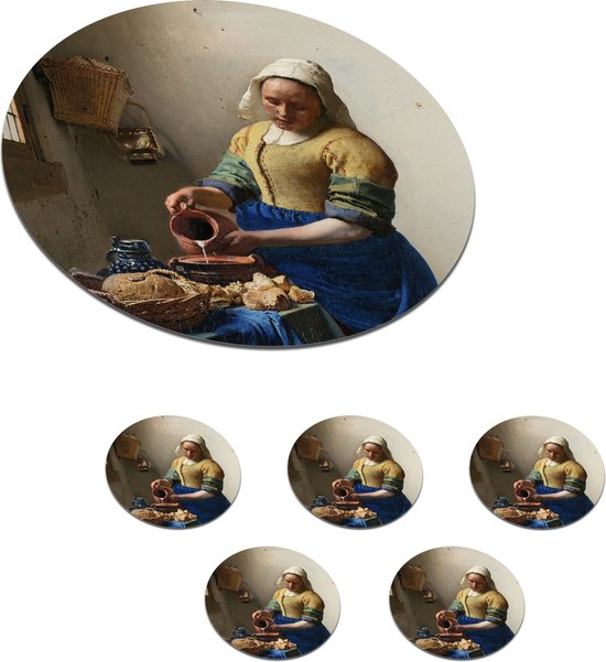 Onderzetters voor glazen - Rond - Het melkmeisje - Kunst - Oude meesters - Vermeer -... | bol
