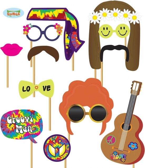 Fiesta Guirca Foto props set flower power/hippie - 12 delig - Selfies ...